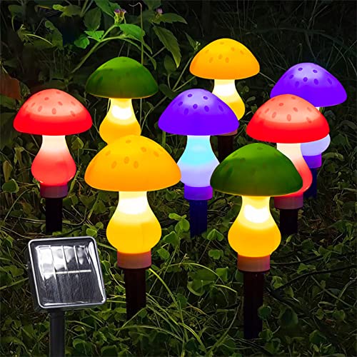 DECKALY 8-Pack Solar Mushroom Lights for Garden Decor, 8 Modes Waterproof Outdoor Garden Mushroom Lamp, Multi-Colored Mushroom Solar LED String Light for Garden,Backyard,Yard Lawn,Party Decor
