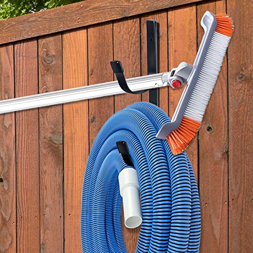 Pool Pole Hanger for Fence(4 Pack) Black Pool Equipment Hooks Heavy Duty Pool Tool Organizer for Telescopic Poles, Skimmers, Leaf Rakes,Pool Hose,Garden Tools,Brushes and Swimming Pool Accessories