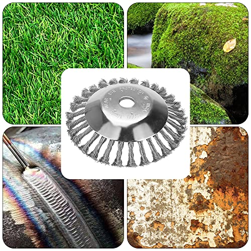 BaiNuo Steel Wire Brush Cutter Grass Trimmer Head for Garden Lawn Mower, 8Inch Trimmer Cutting Kit with Thrust Washer for String Trimmers, Rust Removel, Lawn Mower (8inch Set)