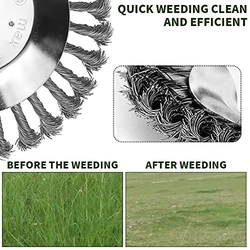 BaiNuo Steel Wire Brush Cutter Grass Trimmer Head for Garden Lawn Mower, 8Inch Trimmer Cutting Kit with Thrust Washer for String Trimmers, Rust Removel, Lawn Mower (8inch Set)