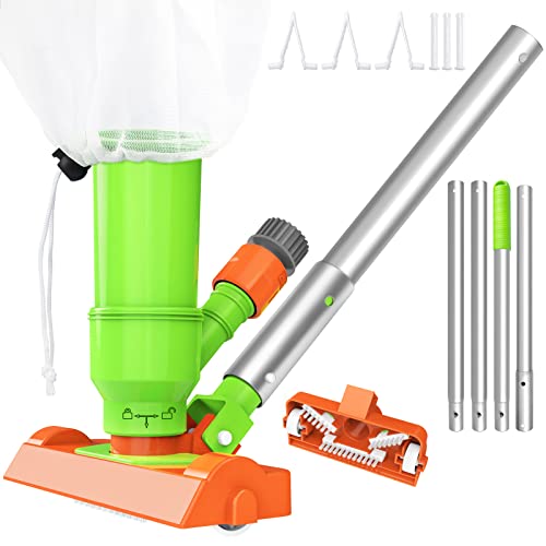 PooLuck 2023 Newest 68" Portable Pool Vacuum Jet Underwater Cleaner W/Brush Bag, 4 Section 1.25" Pole of Hand Held Portable Vacuum Pool Cleaner (No Garden Hose) Pool Spa Jet Vac for Above Ground Pool