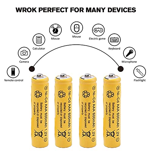 GSUIVEER AAA NiCd 600mAh 1.2v Rechargeable Battery for Outdoor Solar Lights Garden Lamp (12 Pack AAA NiCD)