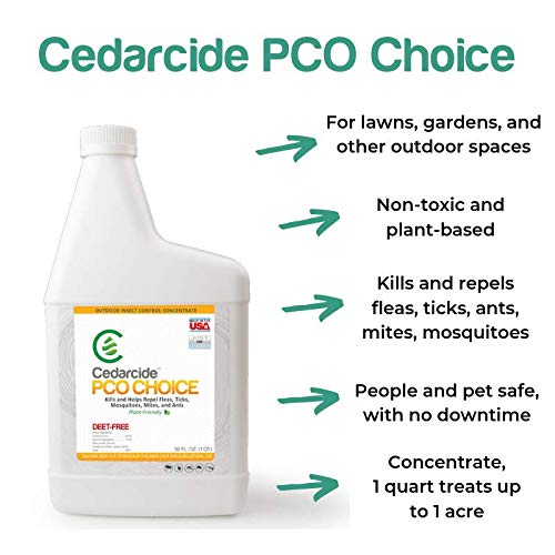 Cedarcide Outdoor Lawn and Garden Kit (Medium) Includes PCO Choice Cedar Oil Bug Killing Concentrate Quart and Insect Repelling Granules Kills and Repels Fleas, Ants, Mites, & Mosquitoes
