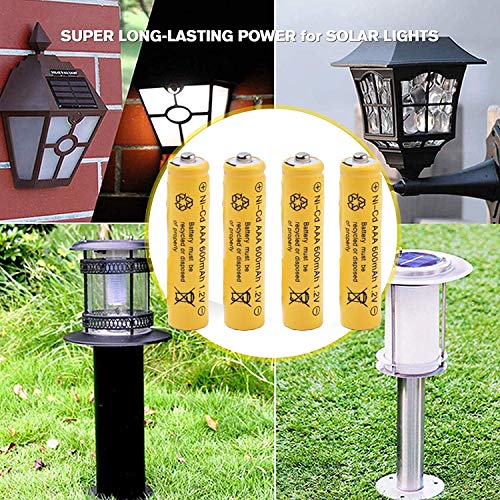 GSUIVEER AAA NiCd 600mAh 1.2v Rechargeable Battery for Outdoor Solar Lights Garden Lamp (12 Pack AAA NiCD)