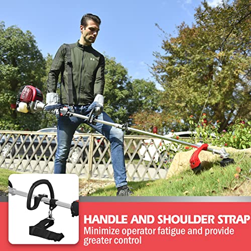 PowerSmart String Trimmer & Edger, 2 Stroke Weed Wacker with Straight Shaft, 25.4CC Gas Powered Weed Eater with 16" Cutting Path, 2 in 1 Brush Cutter with 10" Blade, Edger Lawn Tool for Yard, Garden