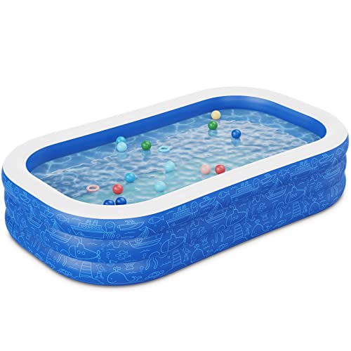 Swimming Inflatable Pool 92'' X 56'' X 20'' Family Blow Up Kiddie Pool Full-Sized Play Center for Kids Children, Backyard Garden Outdoor Summer Water Party Lounge Pool