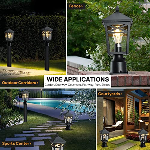 Moonlok 1-Light Dusk to Dawn Outdoor Post Light, Exterior Lamp Post Light Fixture with Clear Glass, Black Finish Post Light Fixture for Patio Garden