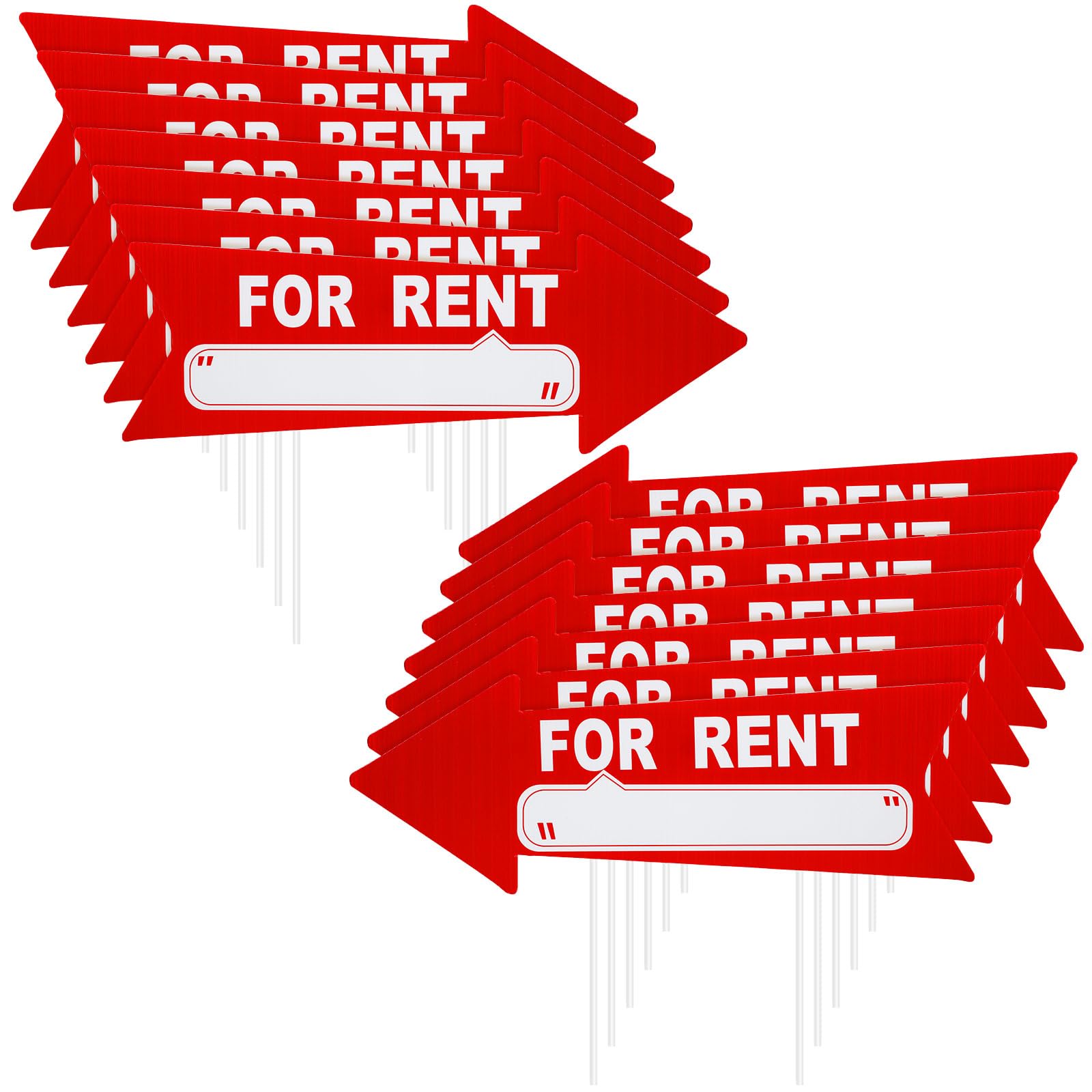 Barydat 12 Pcs for Rent Yard Signs with Stakes Double Sided for Rent Arrow Signs with Stand 17 x 6 Inches for Rent Sign This Way Arrow Yard Signs Plastic Garage Sale Sign Outdoor