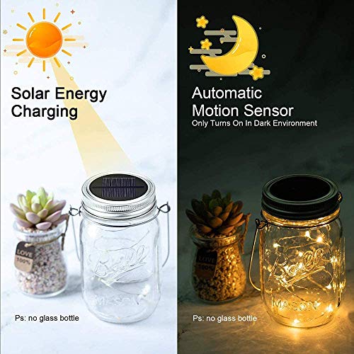 Hanging Mason Jar String Lights Lids,4 Pack 30 LED Bulbs Solar Lights with Hangers(NO Jars),Waterproof Floating Lanterns Fairy Solar Lanterns lights Outdoor Hanging Shed Windows Garden Mason Jar Decor