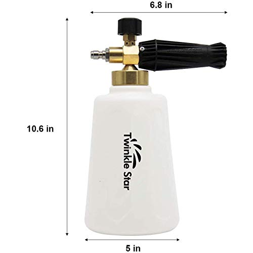 Twinkle Star Foam Cannon Snow Foam Lance with 1/4" Quick Connector, 5 Nozzle Tips for Pressure Washer Gun