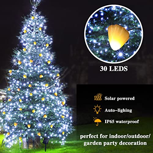 T4U888 30 PCS Mushroom Solar Lights, 8 Modes Outdoor Fairy Lights with 800Mah Battery Waterproof Garden Light for Backyard Wedding Christmas Party(Warm White-1)