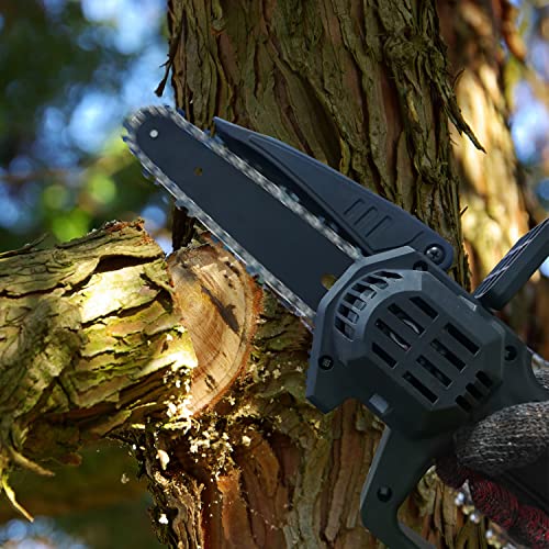 XTIMES Mini Chainsaw, 6 Inch Power Chain Saws with 2 Rechargeable Battery, Electric Chainsaw Cordless Portable Handheld Chainsaw for Garden Tree Trimming Wood Cutting
