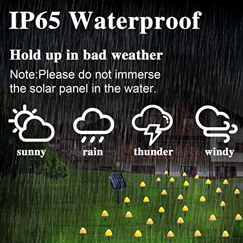 T4U888 30 PCS Mushroom Solar Lights, 8 Modes Outdoor Fairy Lights with 800Mah Battery Waterproof Garden Light for Backyard Wedding Christmas Party(Warm White-1)
