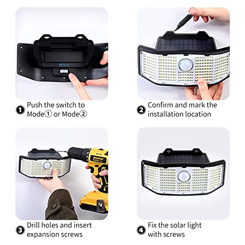 seebest 252 LED Solar Outdoor Lights Wireless Motion Sensor Lights with 3 Working Modes, Waterproof Upgraded Solar Security Lights, Solar Powered Wall Light for Fence, Garden, Garage(2 Pack)