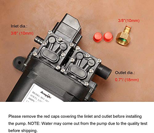 bayite 12V DC Fresh Water Pump 7.5 L/Min 2 GPM 100 PSI Adjustable 12 Volt Diaphragm Pump Self Priming Sprayer Pump with Pressure Switch for RV Camper Marine Boat