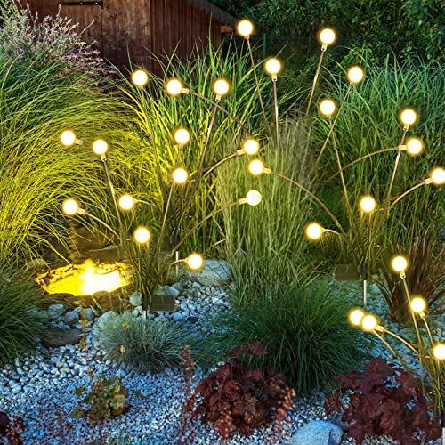 YOULESHU Oleshu Solar Firefly Light, Garden Lawn Firefly Light, Outdoor Waterproof Solar Light, Wind Swaying Light, Solar Garden Light, Patio, Path, Lawn Decoration (2 Pack Warm Light)