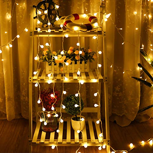 Battery Operated LED Globe String Lights, 2-Pack Total 52FT 120LEDs - Each 26FT 60LEDs 8 Mode Waterproof Christmas Fairy String Lights with Remote for Home Bedroom Garden Wedding Party Decoration