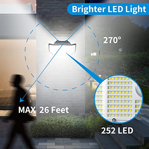 seebest 252 LED Solar Outdoor Lights Wireless Motion Sensor Lights with 3 Working Modes, Waterproof Upgraded Solar Security Lights, Solar Powered Wall Light for Fence, Garden, Garage(2 Pack)