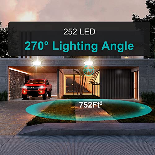 seebest 252 LED Solar Outdoor Lights Wireless Motion Sensor Lights with 3 Working Modes, Waterproof Upgraded Solar Security Lights, Solar Powered Wall Light for Fence, Garden, Garage(2 Pack)