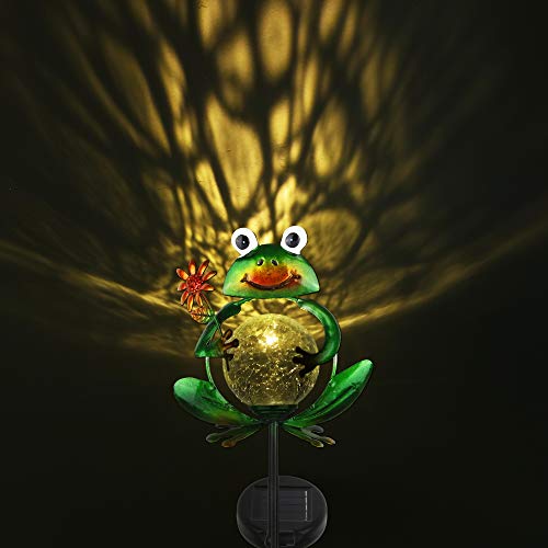LUNSY Garden Solar Lights Outdoor Decorative, Metal Frog Shape, Outdoor Waterproof Stake Lights with 2 Feet, Auto ON/OFF Solar Powered Light for Lawn, Backyard, Patio, Pathway