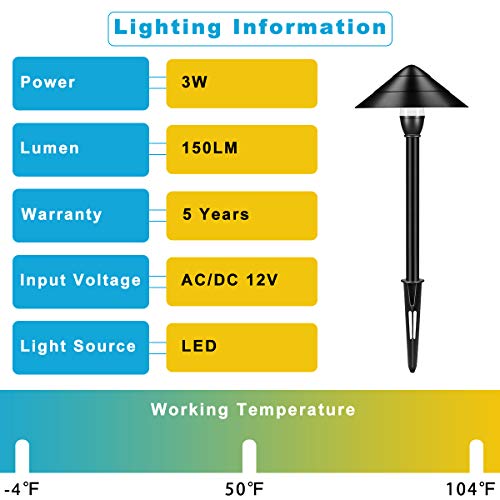 Outdoor Lights Landscape Lights Garden Lights, 12V 3W Low Voltage Patio Lawn Yard Pathway Lights,Aluminum Construction IP65 Waterproof 4000K Natural White (4-Pack)