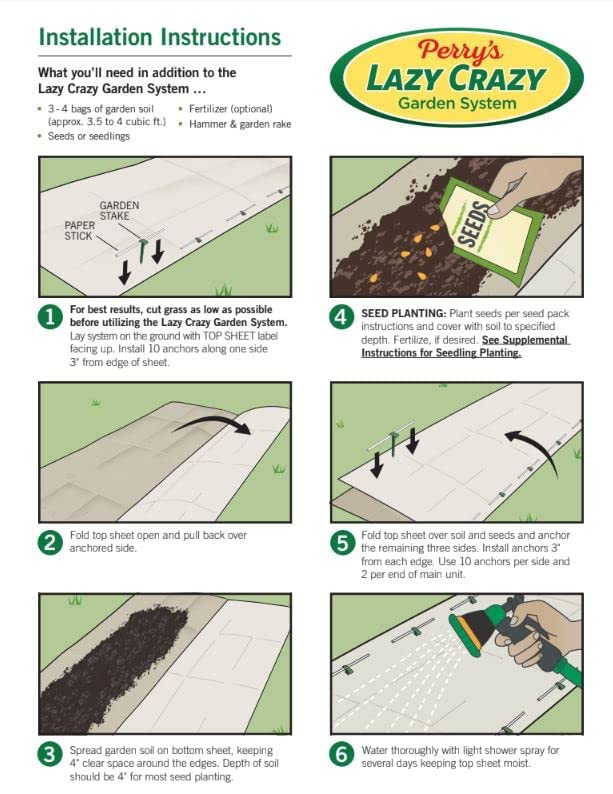 Lazy Crazy Garden - Grow Vegetables & Fruits On Your Lawn - 12x3 FT Biodegradable Garden Bed Soil
