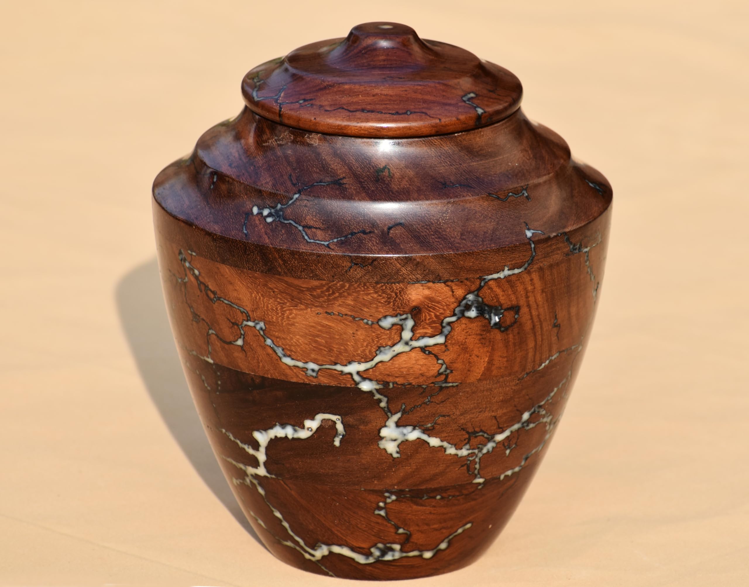 Rosewood Pet Loss urn Funeral Urn for Adult Sympathy Gift Decorative urn Memorial urn Wooden urn Box Lichtenberg Figure Resin urn for Ashes Cremation urn Urn for Human Ashes (Large up to 200 lb)