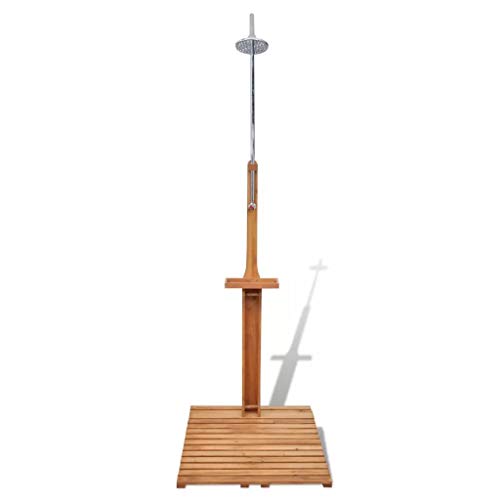 Tidyard Outdoor Garden Wood Pool Shower with Chassis Board, Adjustable Water Pressure, for Swimming Pool, Patio, Terrace, Garden