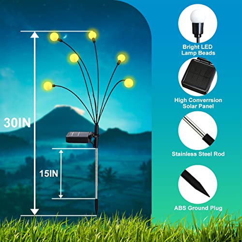 Solar Garden Firefly Lights, ππ©π π«ππππ Solar Swaying Lights, Starburst Landscape Path Lights Waterproof, Outdoor Solar Powered Firefly Lights for Sidewalk Pathway Yard Patio Decoration, 4 Packs