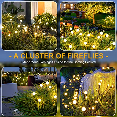 Solar Garden Firefly Lights, ππ©π π«ππππ Solar Swaying Lights, Starburst Landscape Path Lights Waterproof, Outdoor Solar Powered Firefly Lights for Sidewalk Pathway Yard Patio Decoration, 4 Packs