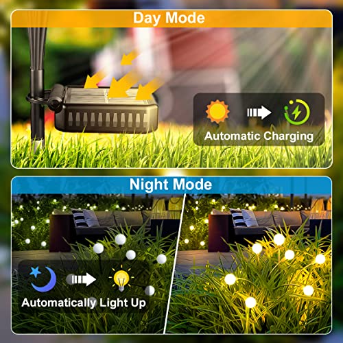 Solar Garden Firefly Lights, ππ©π π«ππππ Solar Swaying Lights, Starburst Landscape Path Lights Waterproof, Outdoor Solar Powered Firefly Lights for Sidewalk Pathway Yard Patio Decoration, 4 Packs