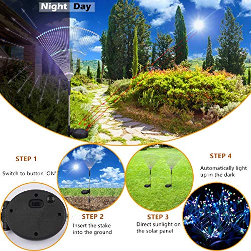HELESIN Outdoor Solar Garden Lights,105 LED Solar Powered Decorative Stake Landscape Light DIY Flowers Fireworks Stars for Walkway Pathway Backyard Christmas Party Decor 2 Pack(Mulit-Color)
