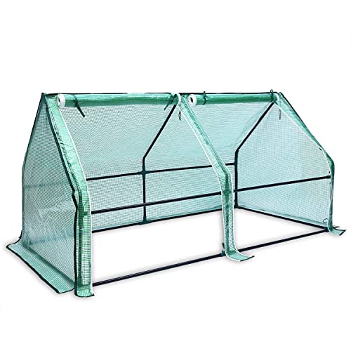 Ohuhu Portable Mini Greenhouse, 71"x36"x36" Greenhouses for Outdoors with Dual Large Zipper Doors & Ground Stakes, Waterproof & UV Protected Plastic Green House for Outside Garden Patio Backyard