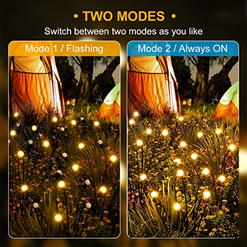 Solar Garden Firefly Lights, ππ©π π«ππππ Solar Swaying Lights, Starburst Landscape Path Lights Waterproof, Outdoor Solar Powered Firefly Lights for Sidewalk Pathway Yard Patio Decoration, 4 Packs