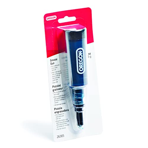 Oregon Grease Gun for Chainsaws, Pre Loaded All Purpose Lubricant, Easy Refill, Universal for Most Makes/Models of Saw Chains and Cutters (26365), Black