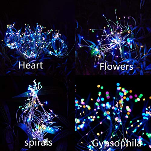 HELESIN Outdoor Solar Garden Lights,105 LED Solar Powered Decorative Stake Landscape Light DIY Flowers Fireworks Stars for Walkway Pathway Backyard Christmas Party Decor 2 Pack(Mulit-Color)