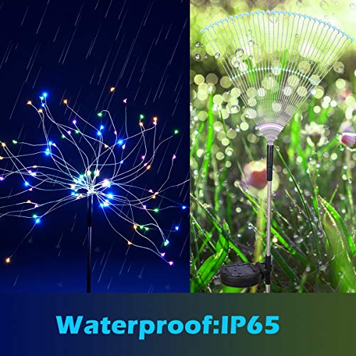 HELESIN Outdoor Solar Garden Lights,105 LED Solar Powered Decorative Stake Landscape Light DIY Flowers Fireworks Stars for Walkway Pathway Backyard Christmas Party Decor 2 Pack(Mulit-Color)
