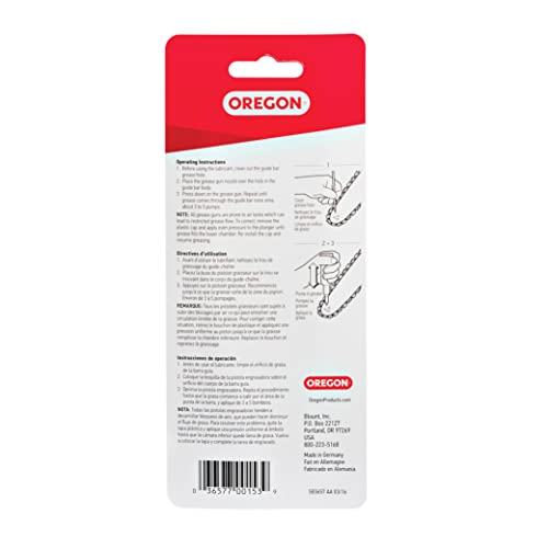 Oregon Grease Gun for Chainsaws, Pre Loaded All Purpose Lubricant, Easy Refill, Universal for Most Makes/Models of Saw Chains and Cutters (26365), Black