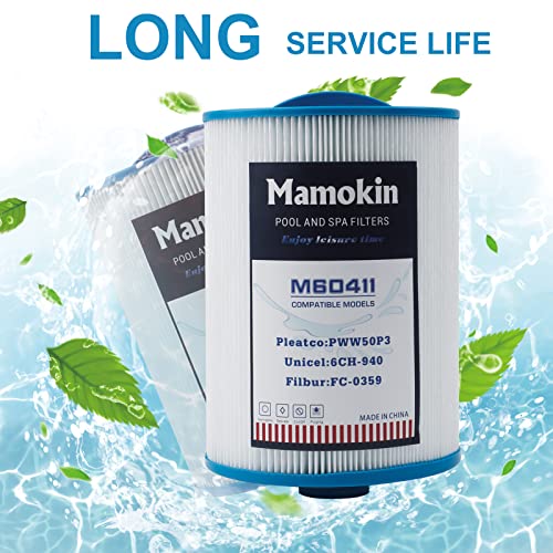 Mamokin Replaces 6CH-940 Spa Filter,Unicel 6CH-940,Filbur FC-0359, 817-0050, 25252, 03FIL1400,PWW50P3(NOT PWW50P4), (1 1/2" Coarse Thread), Waterway Front Access Skimmer, SAE Thread Filter 2 Pack