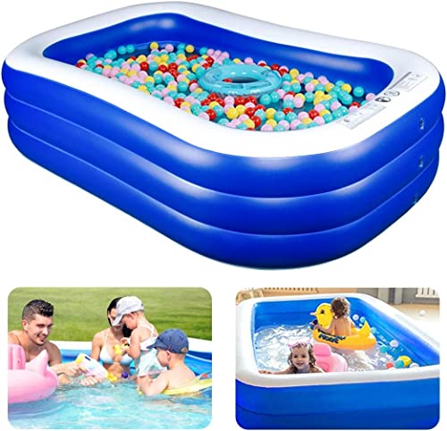 Inflatable Pool Kiddie Pool, 102" x 67" x 21" Family Swim Center Rectangular Swimming Pools for Kids, Adults, Babies, Toddlers, Outdoor, Backyard, Garden, Summer Pool Party