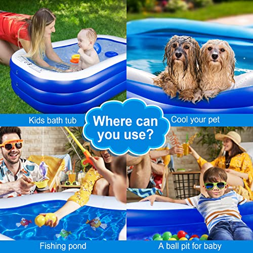 Inflatable Pool Kiddie Pool, 102" x 67" x 21" Family Swim Center Rectangular Swimming Pools for Kids, Adults, Babies, Toddlers, Outdoor, Backyard, Garden, Summer Pool Party