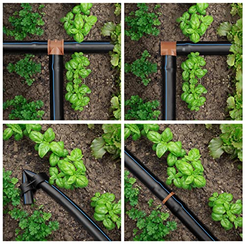 Arfun 28P Drip Irrigation Fittings Kit (17mm) for 1/2" Tubing (.600" ID), 10 Couplings, 6 Tees, 6 Elbows and 6 Tubing End Closure - Barded Connectors for Drip or Sprinkler Systems(28 Pieces Set)