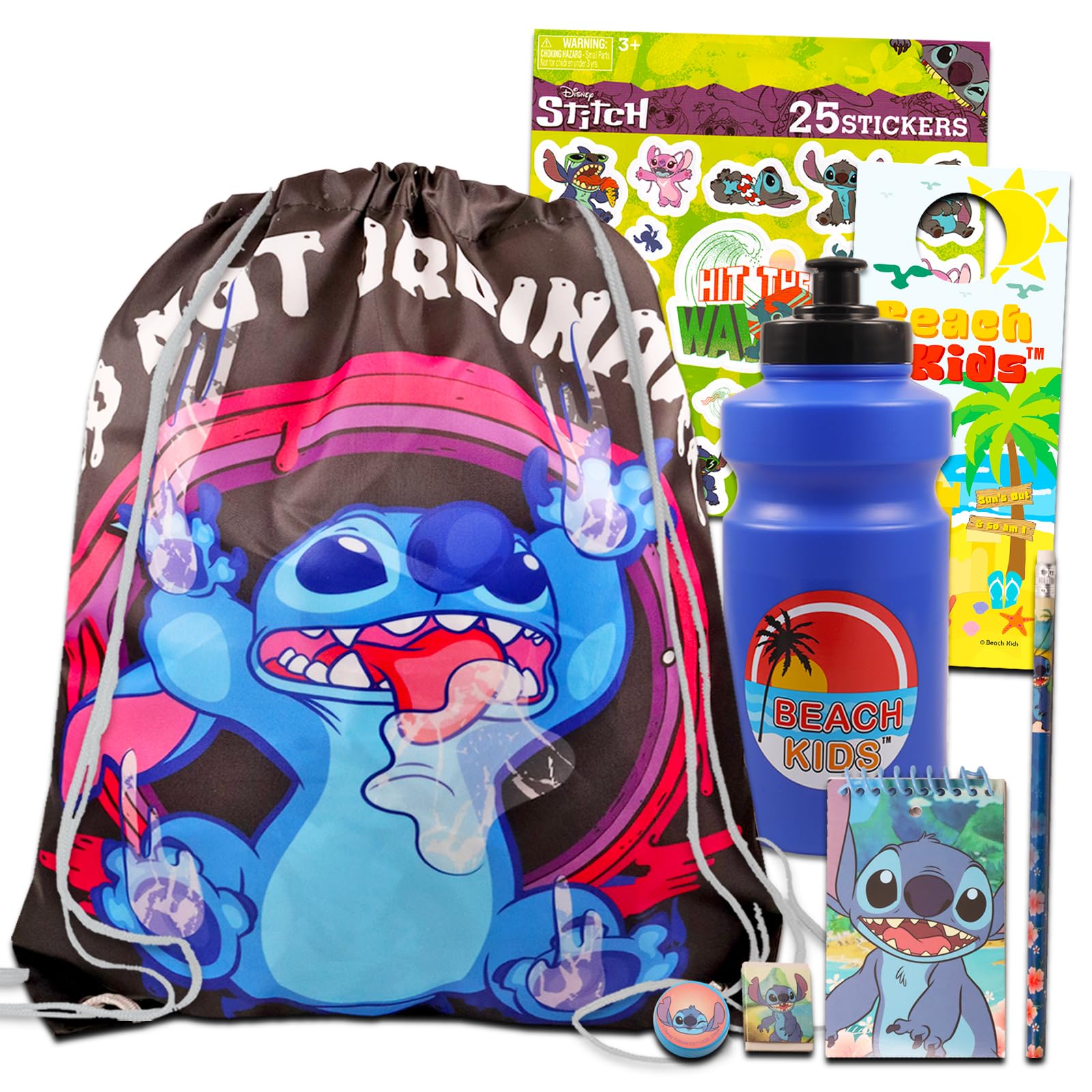 Lilo and Stitch Travel Bag Bundle - Stitch Travel Set with Bag, Notebook, Water Bottle, Stickers, More | Stitch Activity Set for Kids