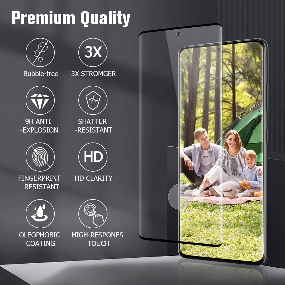 VITAVELAAA [2+2 Pack Galaxy S21 Ultra Screen Protector, Fingerprint Unlock, 9H Hardness Tempered Glass, Bubble Free, Premium HD Clear for Samsung Galaxy S21 Ultra Glass Screen Protector (6.8 Inch)