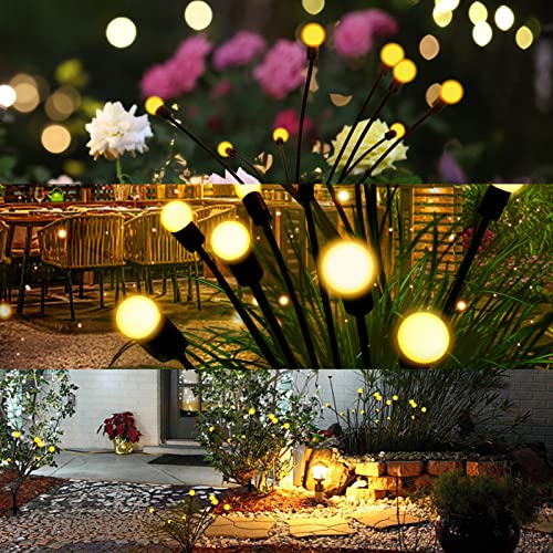 Vibera Solar Garden Lights 6 LED Firefly Lights Solar Outdoor Waterproof Solar Powered Outdoor Lights Decorative for Garden Swaying Solar Garden Lights Decorative for Pathway Patio Yard(2pack)