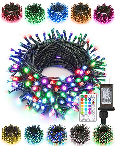 Flacchi Color Changing String Lights with Remote Control/Timing Function/Indoor & Outdoor RGB 105Ft 300LED Christmas Lights for Halloween, Christmas Decor, Garden, Party, Xmas Decorations