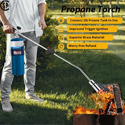Propane Torch Weed Burner,Weed Torch Flame Thrower with Trigger Start and Flame Control Valve,50,000BTU with 9.8ft hose Compatible 1" USA Standard Connector for Burning Garden Weeds,Ice Snow Melter