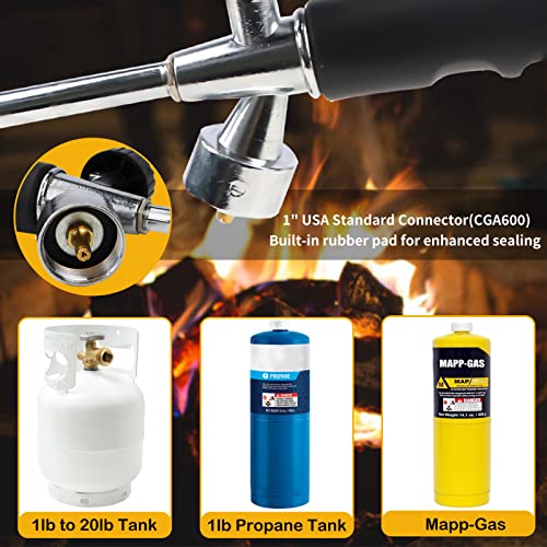 Propane Torch Weed Burner,Weed Torch Flame Thrower with Trigger Start and Flame Control Valve,50,000BTU with 9.8ft hose Compatible 1" USA Standard Connector for Burning Garden Weeds,Ice Snow Melter
