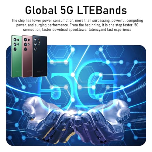 New S22 Ultra Smartphone 5G 7.3inch Full Screen 5G 16GB RAM 1TB ROM 7300Mah Mobile Phones Global Version 100MP HD Triple Camera Multi Language Support,Green-1TB