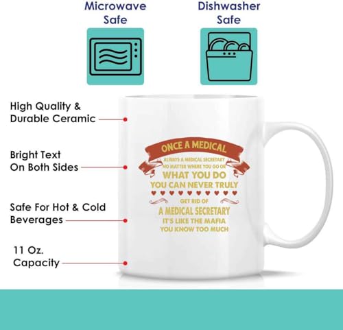 Medical Secretary Gift, Great for Uncle's Retirement Once a Medical Secretary, Always a Medical Secretary, 11 Oz White Ceramic Coffee Mug